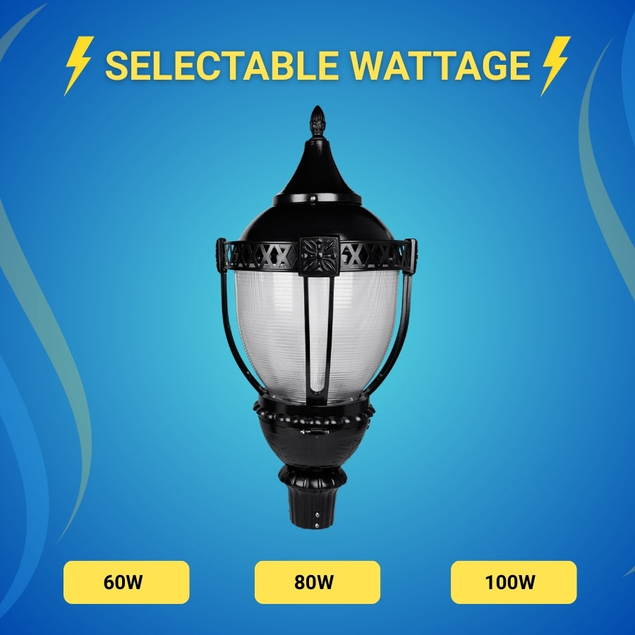 3-Way LED Acorn Post Top Light 100W/80W/60W – FlipToLed